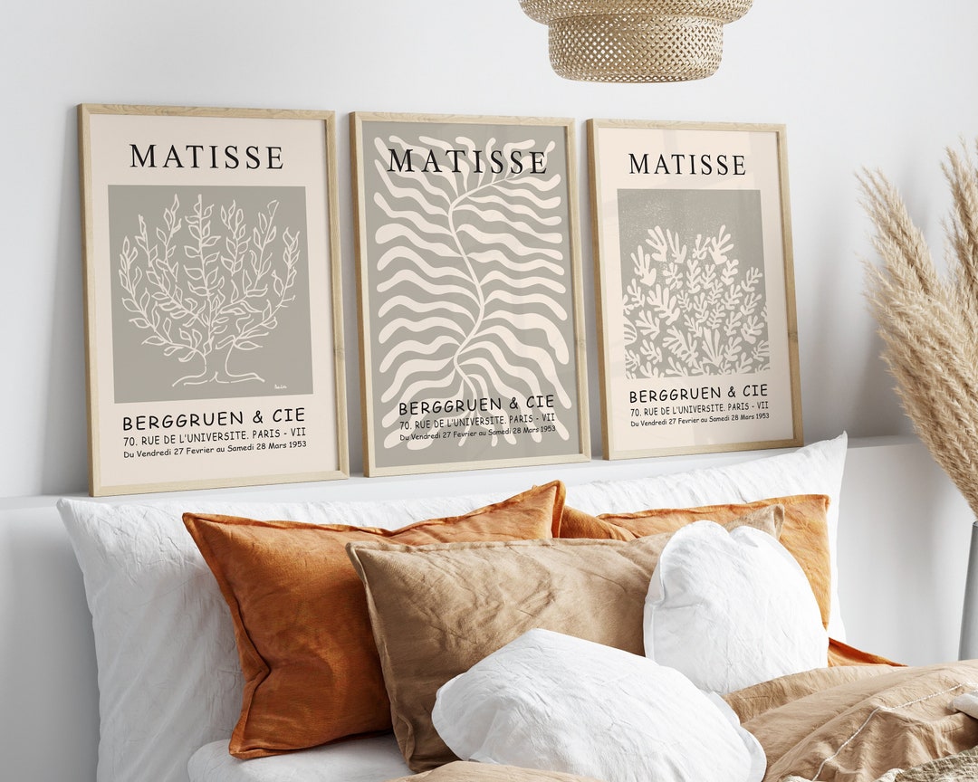 Beige Matisse Art Set, Matisse Botanical Prints Living Room Wall Art ...