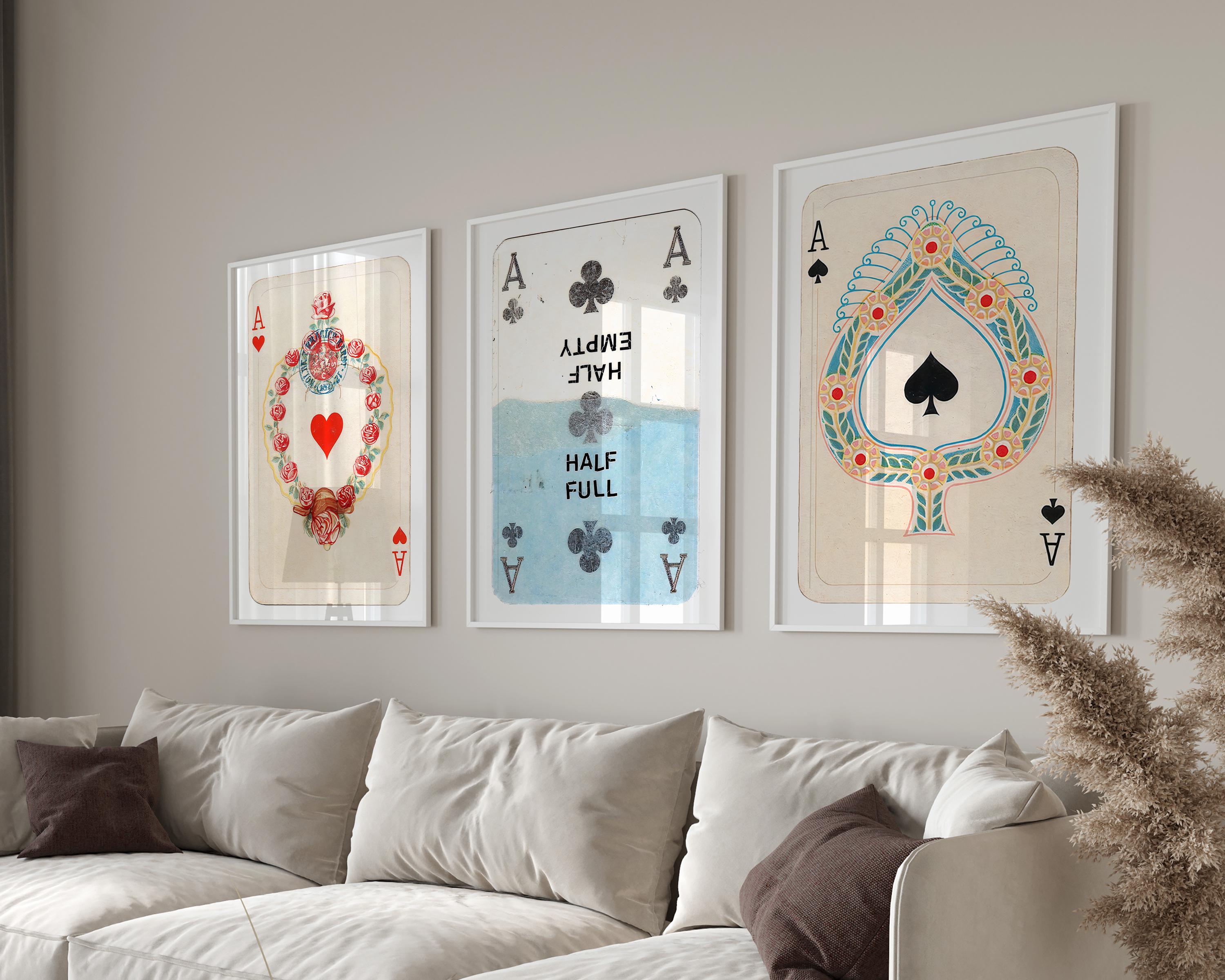 Trendy Retro Playing Card Wall Art Set, Trendy Aesthetic Print, Red and ...