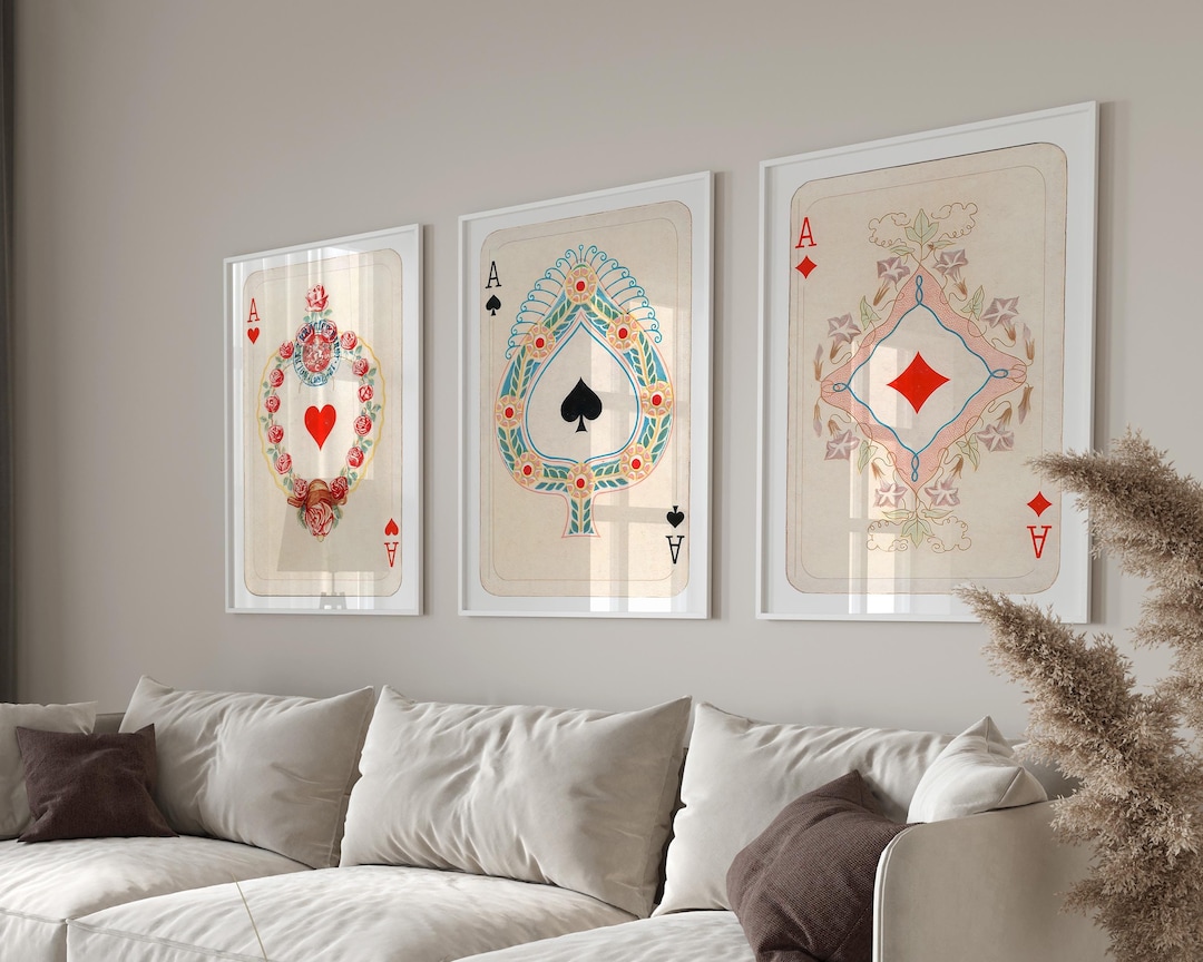 Trendy Retro Playing Card Wall Art Set, Retro Trendy Aesthetic Print ...