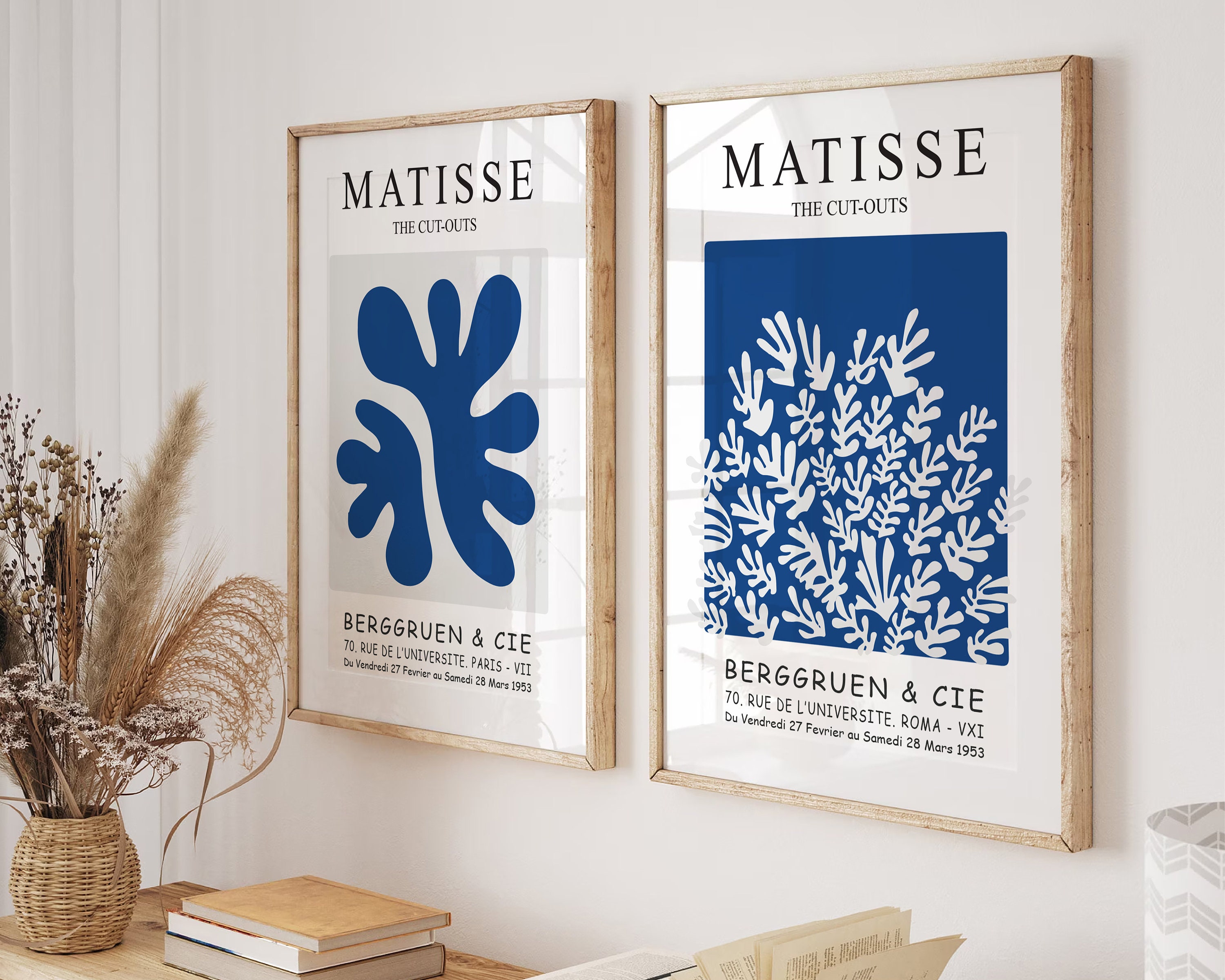Navy Blue Matisse Print 3 Piece Art, Blue Henri Matisse Poster, Modern Abstract Art Set, Dark ...