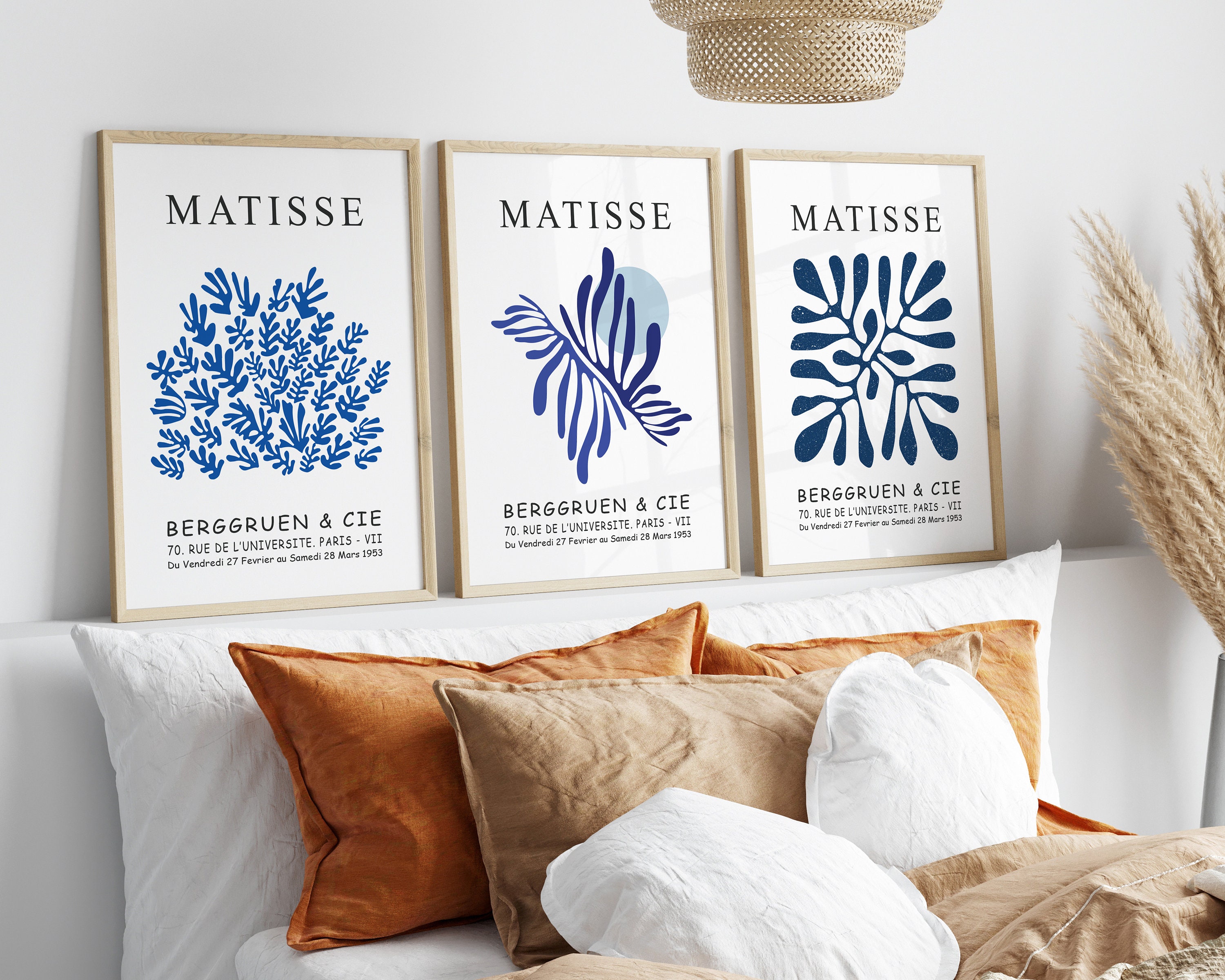 Navy Blue Matisse Wall Art Set of 3, Matisse Botanical Prints, Matisse ...