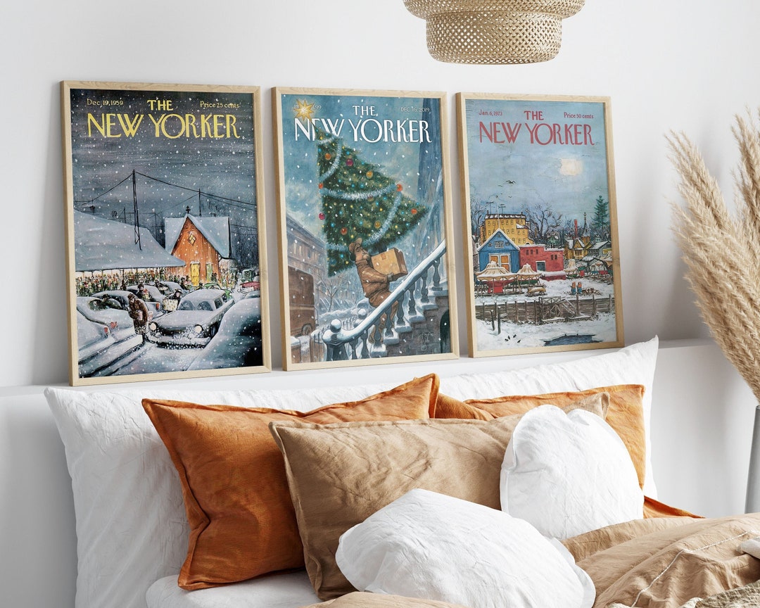 New Yorker Christmas Magazine Cover Poster Set of 3, New Yorker Xmas ...