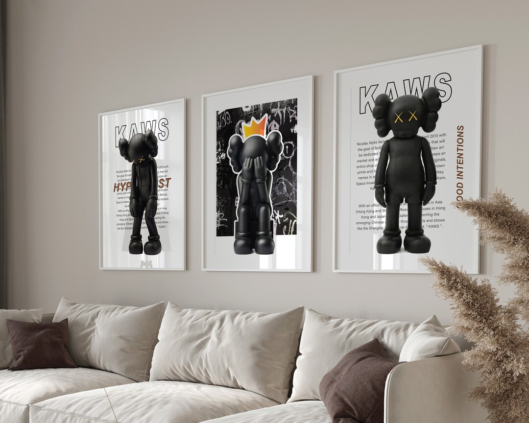 Black Hypebeast Figure Poster Set of 3, Grafitti Hypebeast Decor, Hypebeast Toys Printable Wall ...