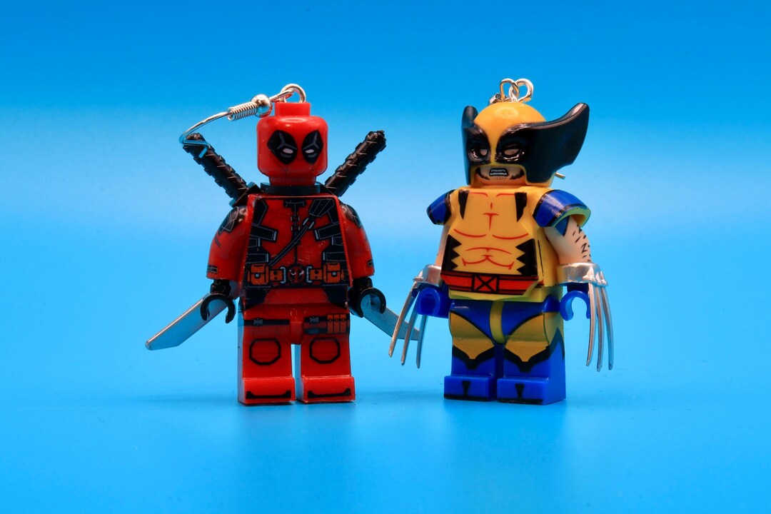 Deadpool and Wolverine 3D Minifigure Earrings | Novelty | Jewellery ...