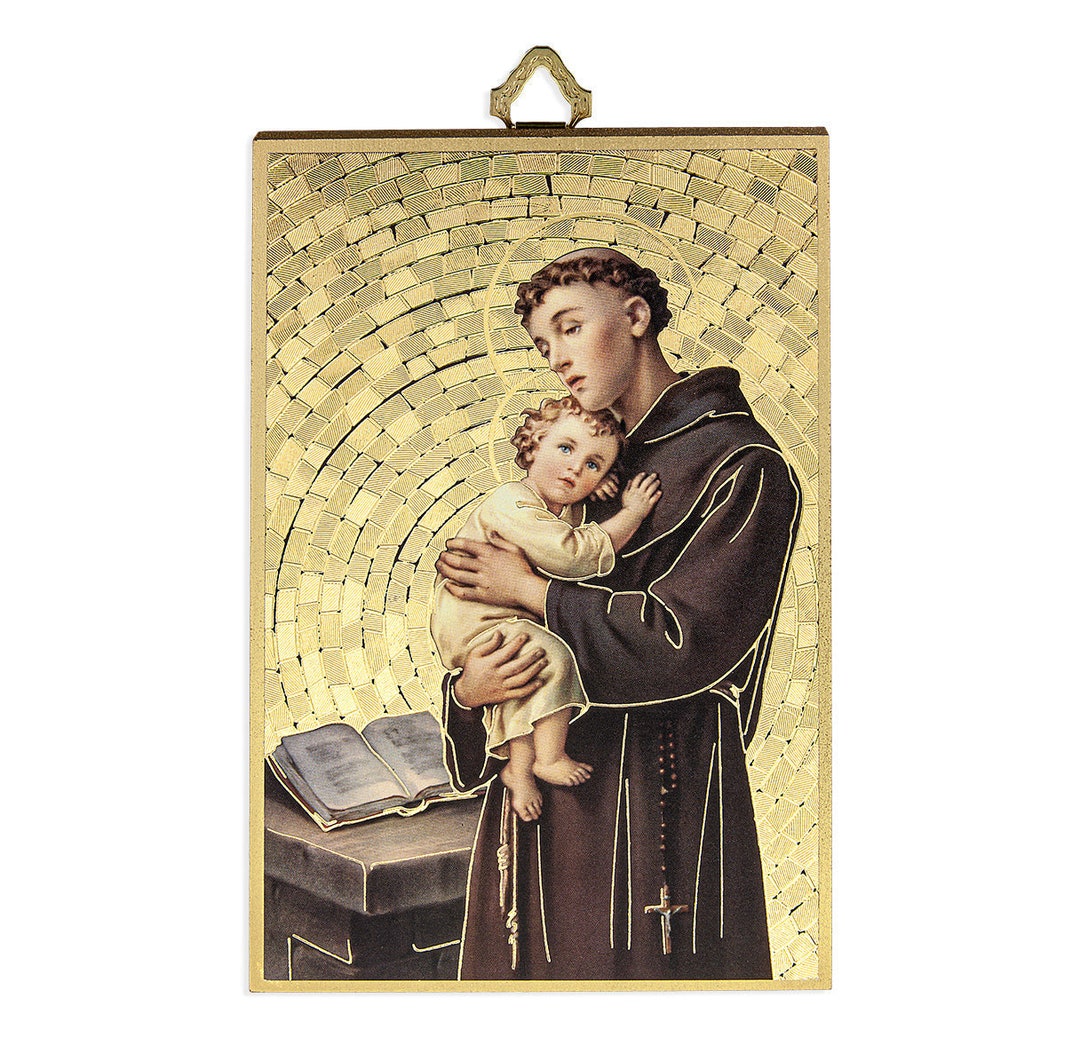 St. Anthony spanish Gold Foil Mosaic Plaque - Etsy