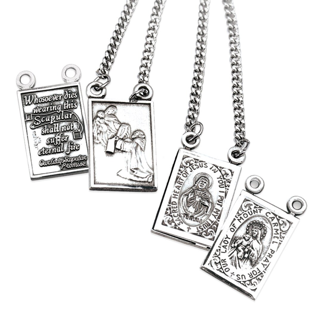 Sterling Silver Two Piece Scapular Medals - Etsy
