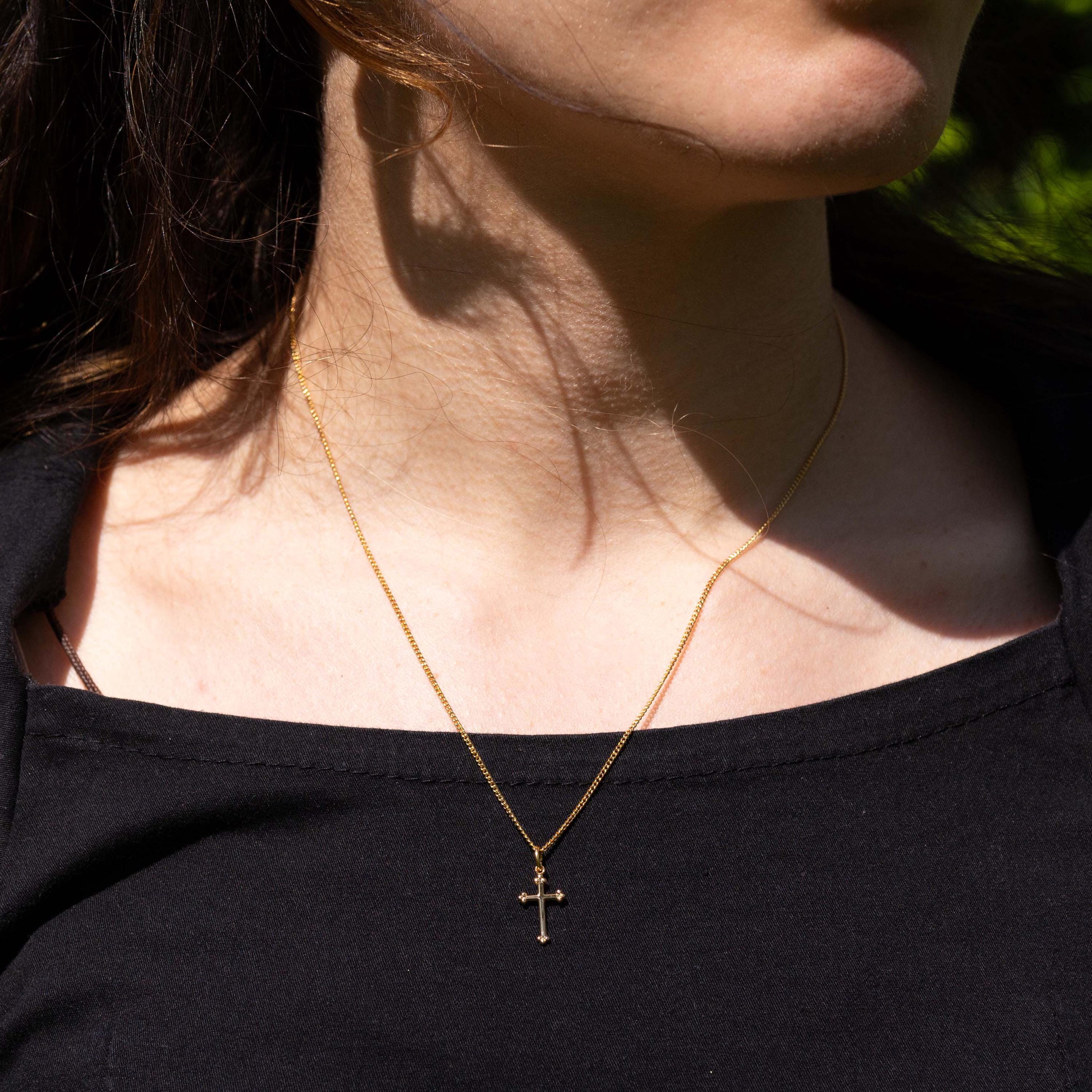 Tiny Budded Cross Necklace - Etsy