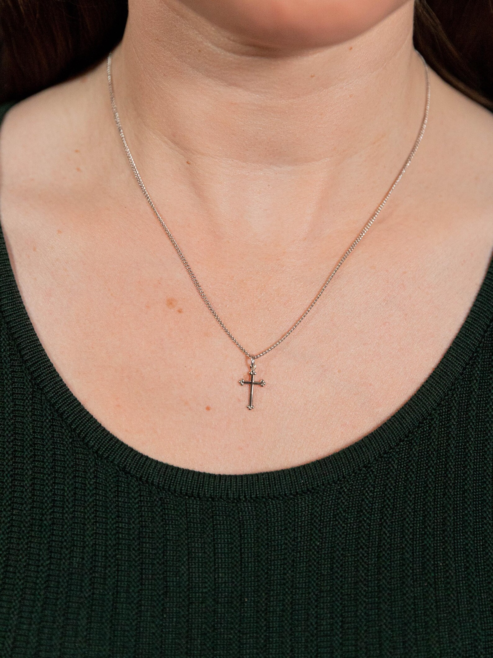 Tiny Budded Cross Necklace - Etsy