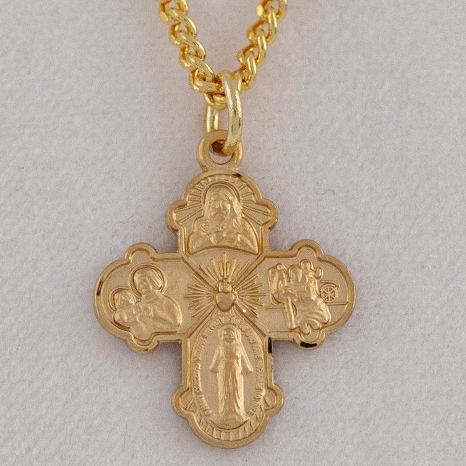 4-way Medal With Sacred Heart Center - Etsy