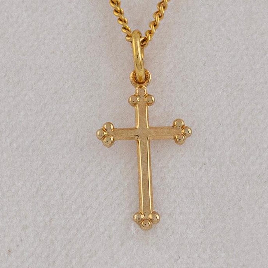 Tiny Budded Cross Necklace - Etsy