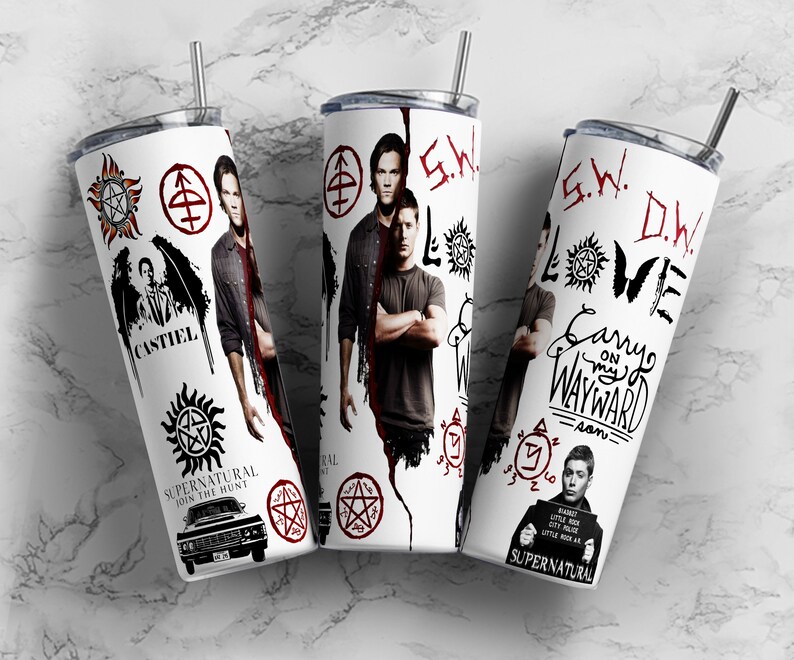 Supernatural TV Show, Dean Winchester, 20oz and 30oz Skinny Tumbler ...