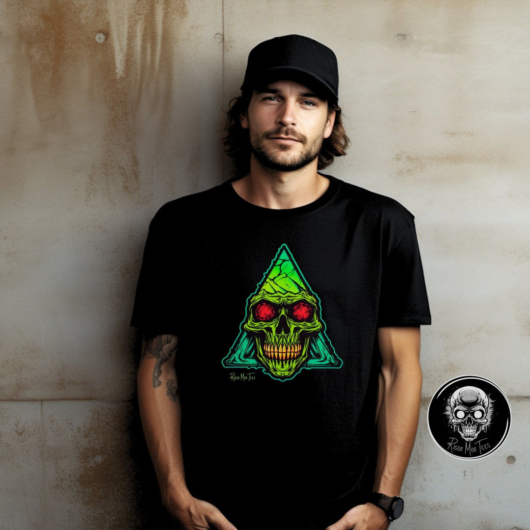 Sacred Geometry Skull Tee Skeleton Pyramid Tshirt Green Skull - Etsy