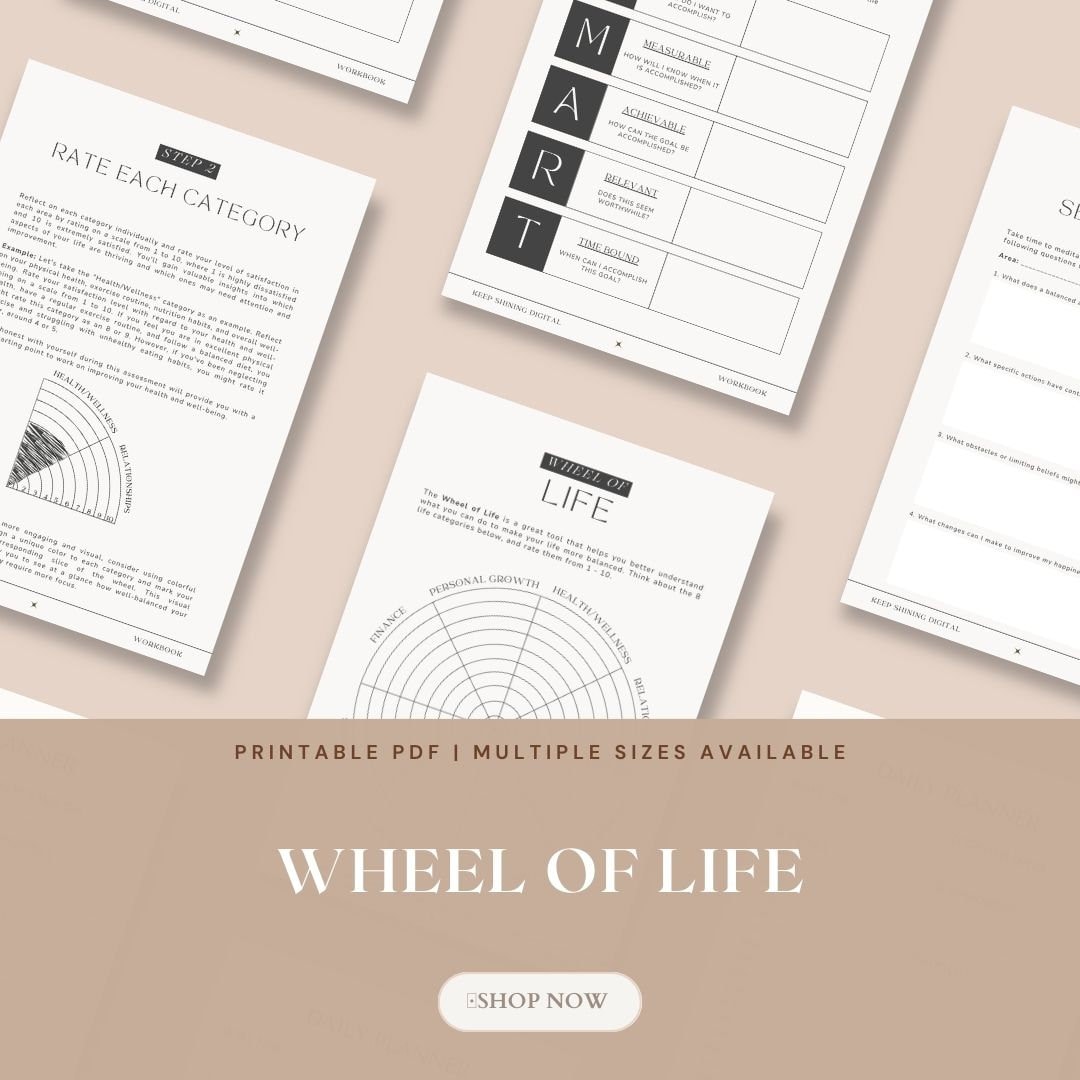 Wheel of Life Tracker, Wheel of Life Workbook Worksheet, Smart Goal ...