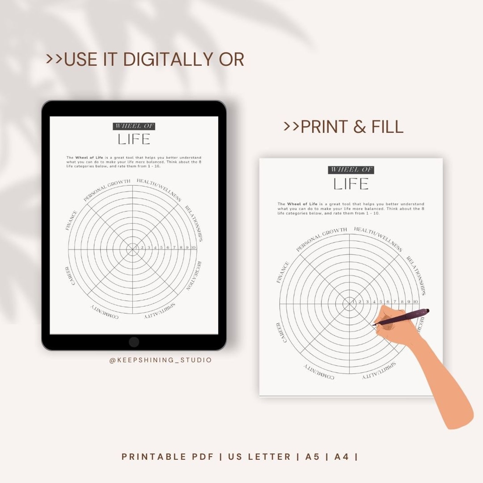 Wheel of Life Tracker, Wheel of Life Workbook Worksheet, Smart Goal ...