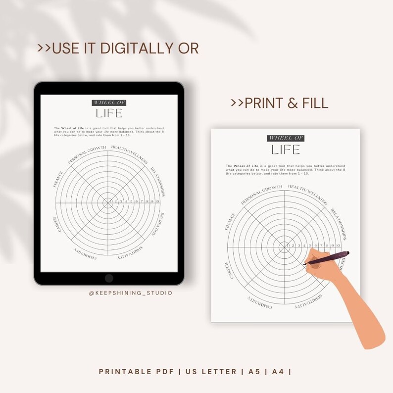 Wheel of Life Tracker, Wheel of Life Workbook Worksheet, Smart Goal ...