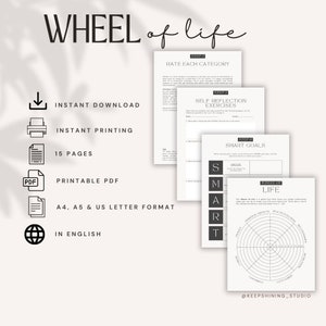 Wheel of Life Tracker, Wheel of Life Workbook Worksheet, Smart Goal ...