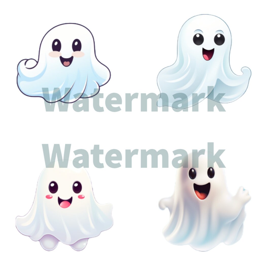 Ghost Emoji Design Pack, 4 PNG Files for Online and Offline Use ...