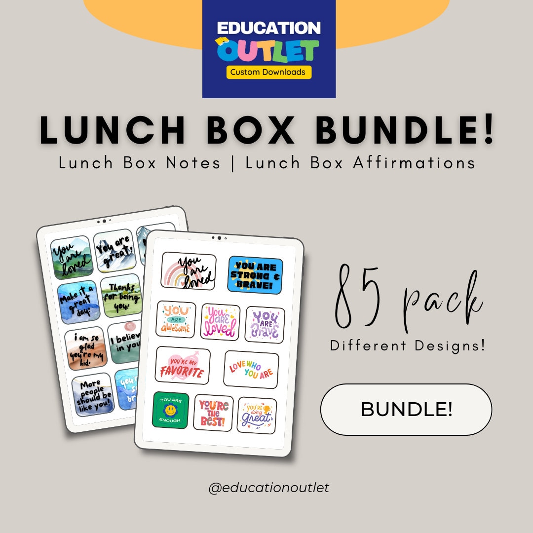 Lunch Box Notes and Affirmations Entire Design BUNDLE! Assorted ...
