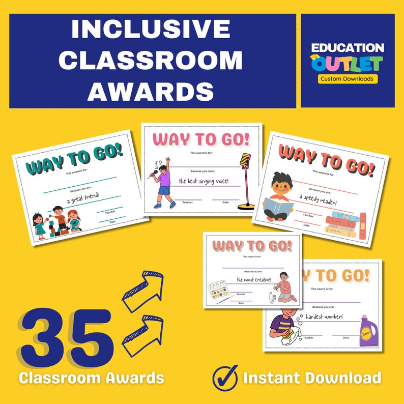 Inclusive Classroom Awards for Perfect for Daycare Centers,preschools ...