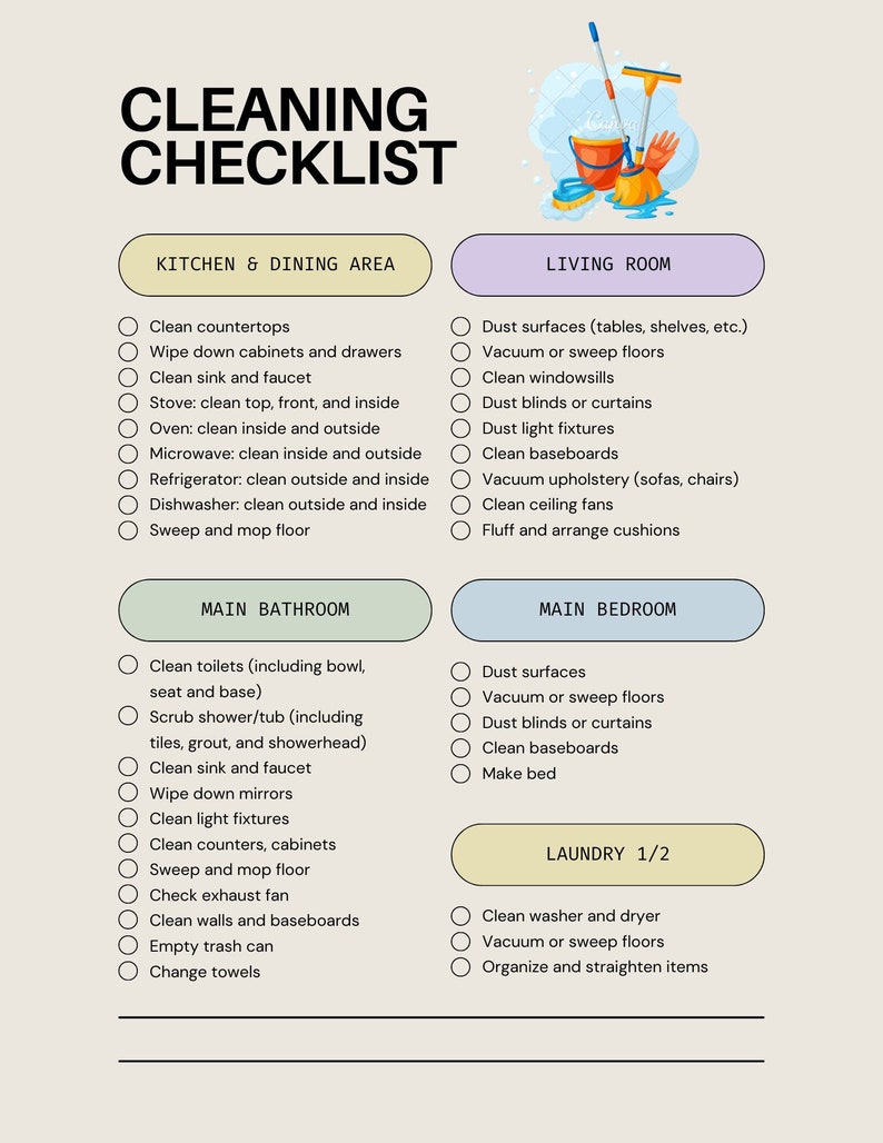 Ultimate Cleaning Checklist: Stay Organized & Tidy - Etsy