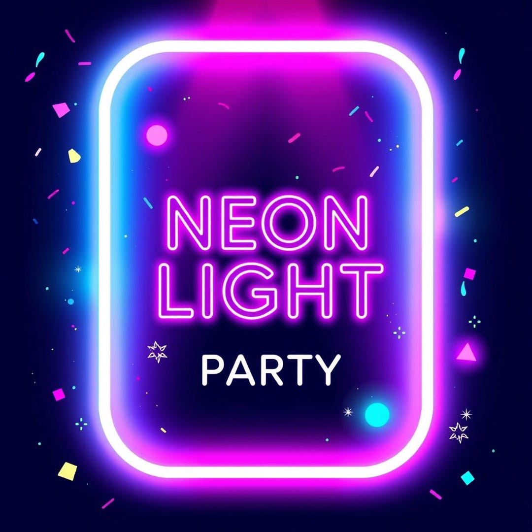 Neon Lights Birthday Party Invitation Glow & Celebrate - Etsy