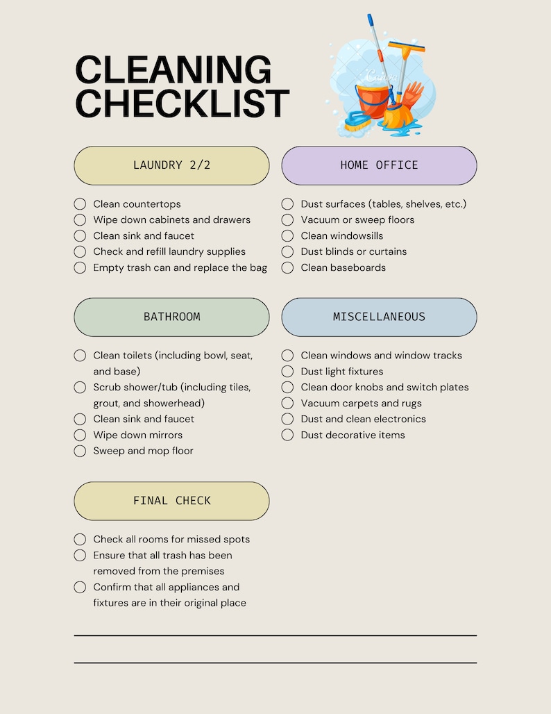 Cleaning Checklist - Etsy