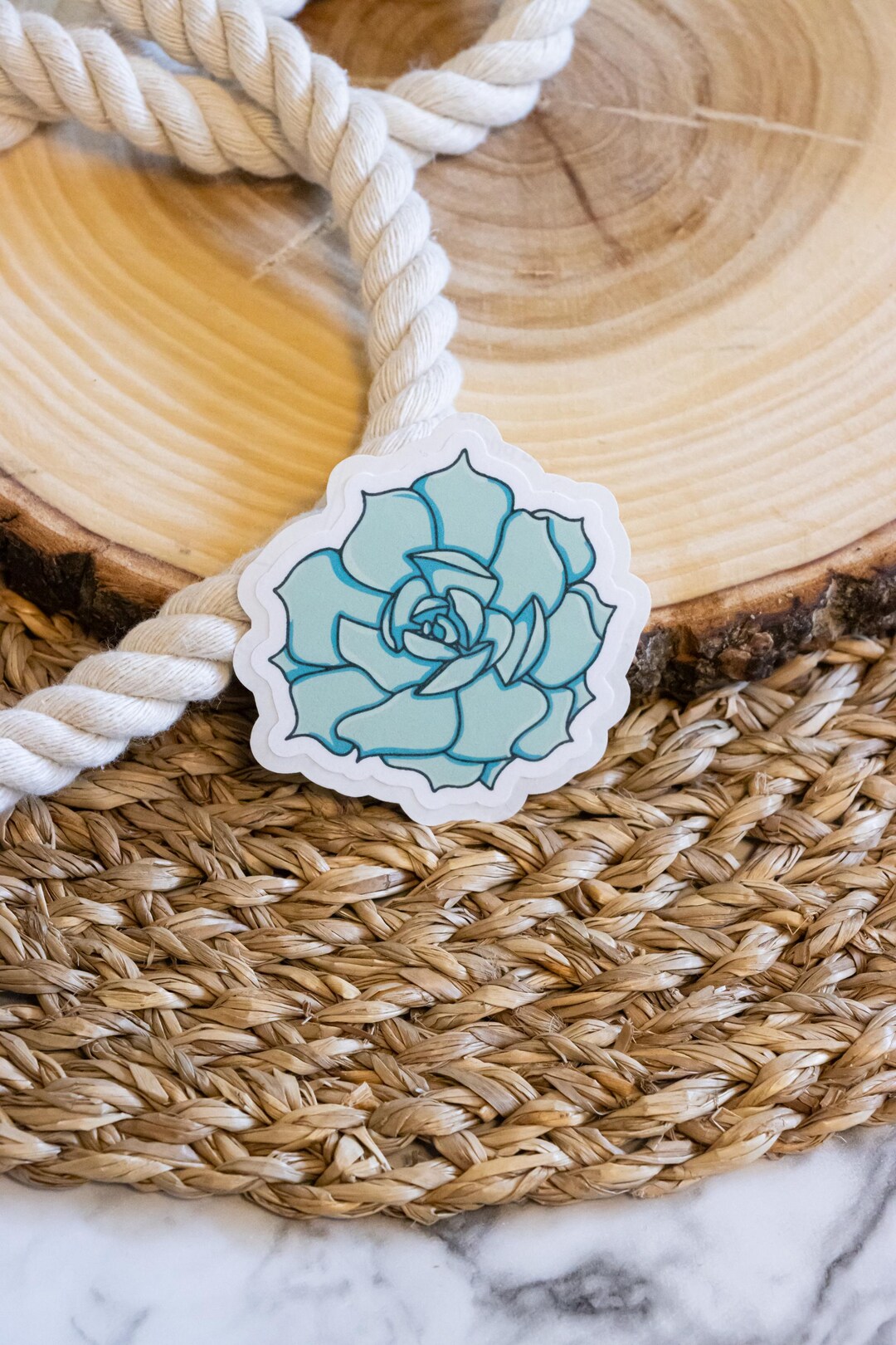 Illustrated Floral Stickers Green Succulent Flower Sticker - Etsy