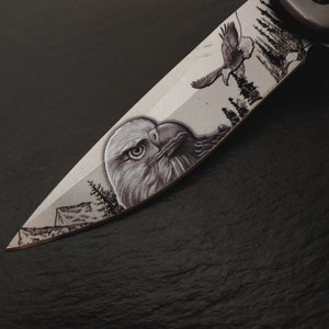 American Bald Eagle Design Blade, Hunting Pocket Knife, Folding Knife ...