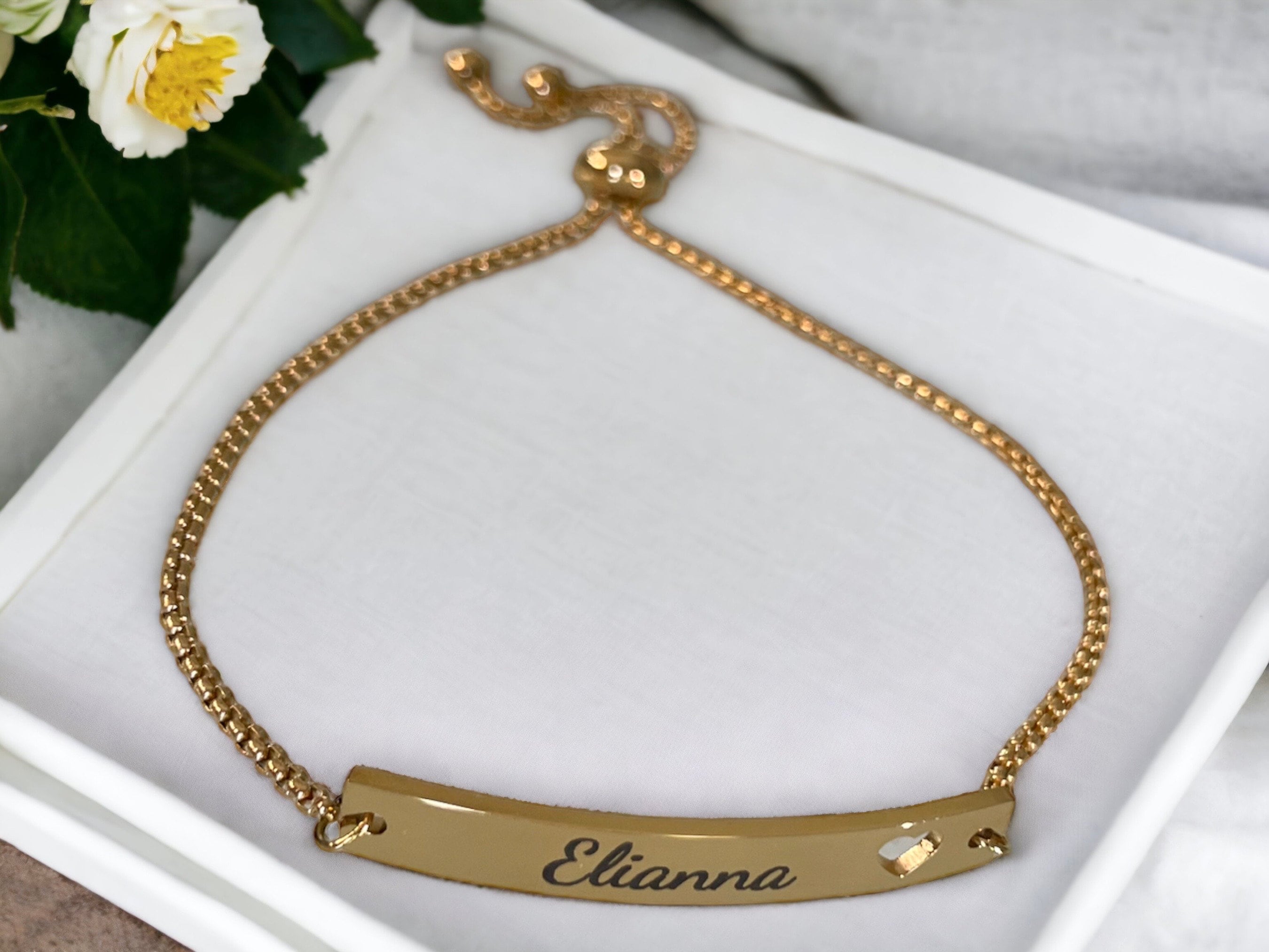 Personalized Engraved Bracelet for Women Gold Bar Bracelet - Etsy