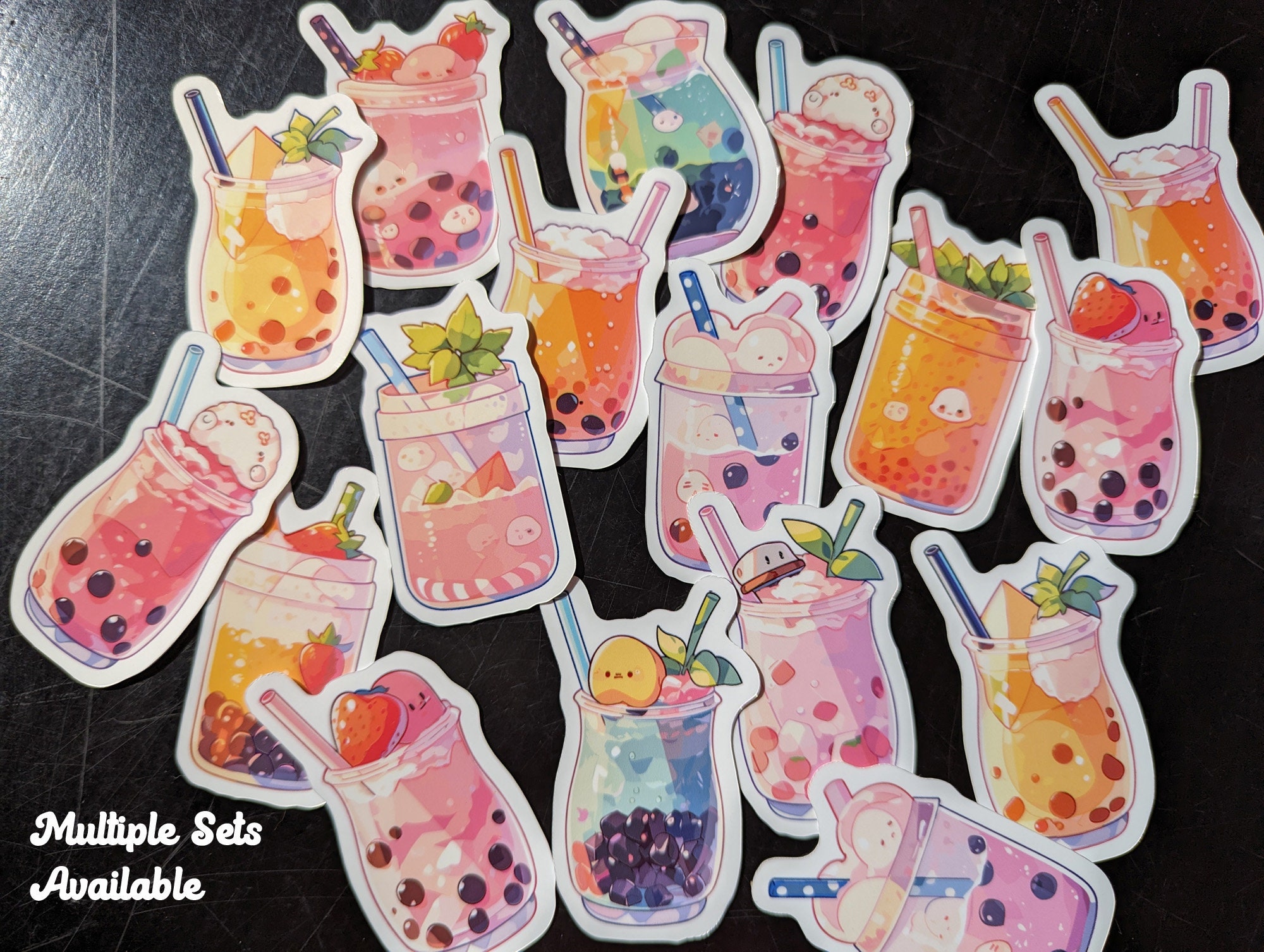 Boba Tea Stickers Set 1 Bubble Tea Pack 3 Cute Anime Drinks Sticker ...