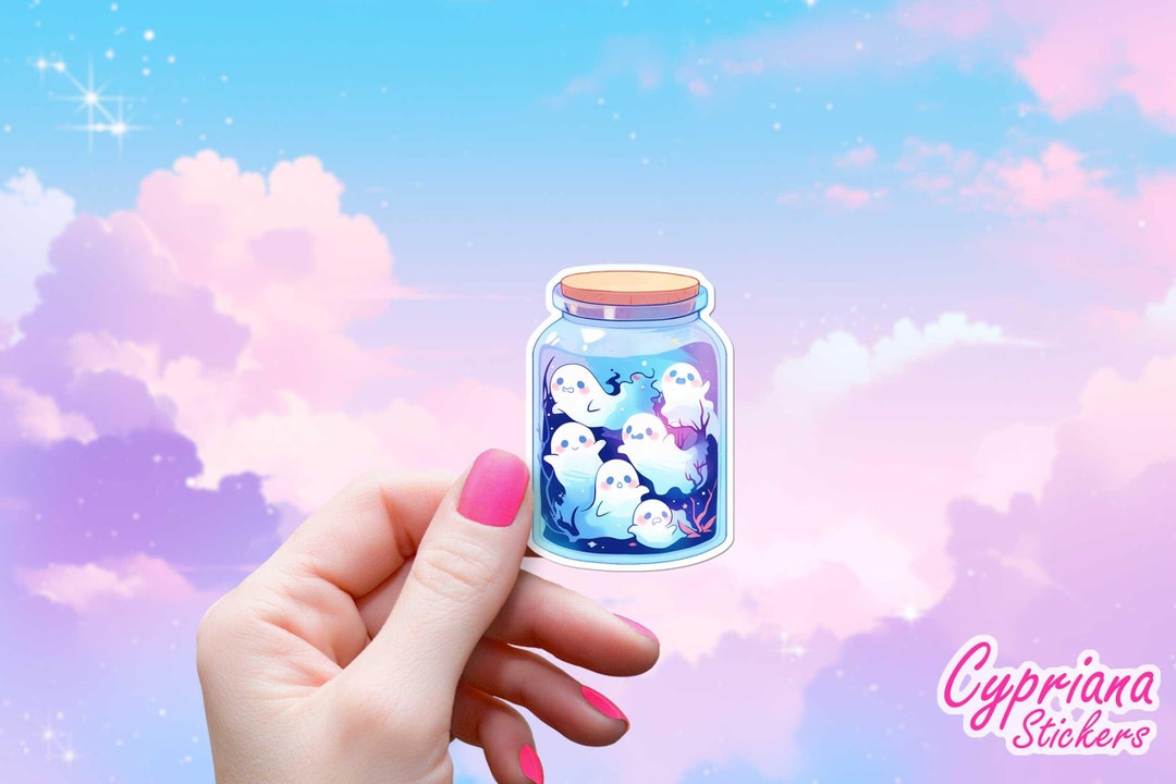 Ghosts in A Jar Sticker, Cute Kawaii Aesthetic Decal, Ghouls Anime ...