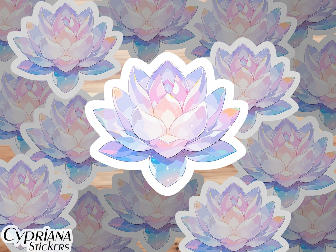 Pastel Crystal Colored Lotus Sticker, Glowing Flower Lotus, Buddhist ...