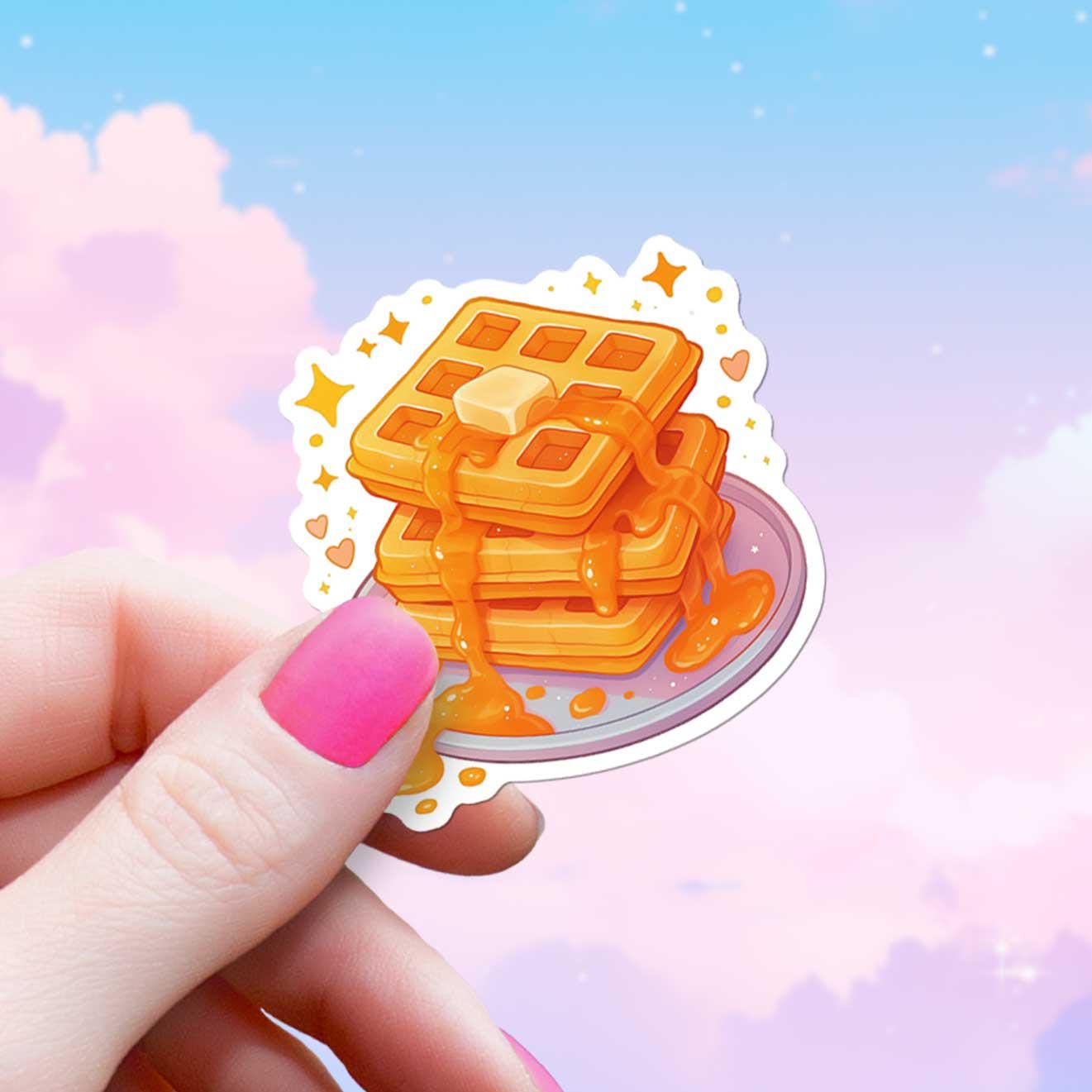 Waffles Sticker, Cute Anime Breakfast Decal, Waterproof Vinyl, Butter ...