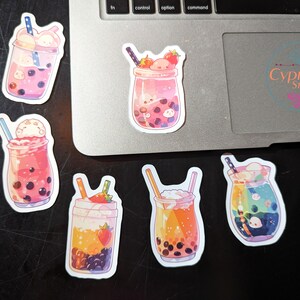Boba Tea Stickers Set 2 Bubble Tea Pack 2.5 Cute Anime Drinks Stickers ...