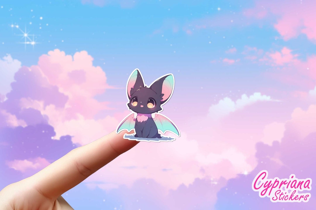 Cute Bat Sticker, Kawaii Aesthetic Decal Adorable Character Anime Chibi ...