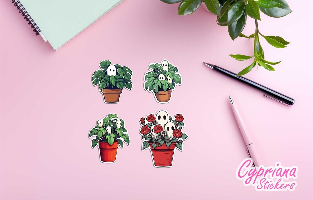 Ghosts In Plants Sticker Set Funny House Plant Decal Pack Need More
