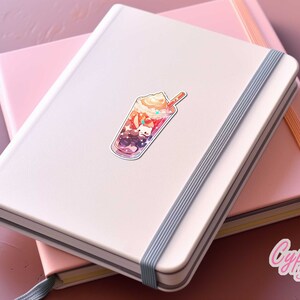 Boba Bear Sticker Animal Bubble Tea Decal Cute Anime Drinks Kawaii for ...