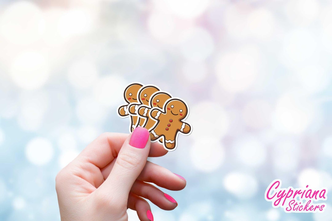 Gingerbread Man Set of 4 Stickers Christmas Cookies Holiday Package ...