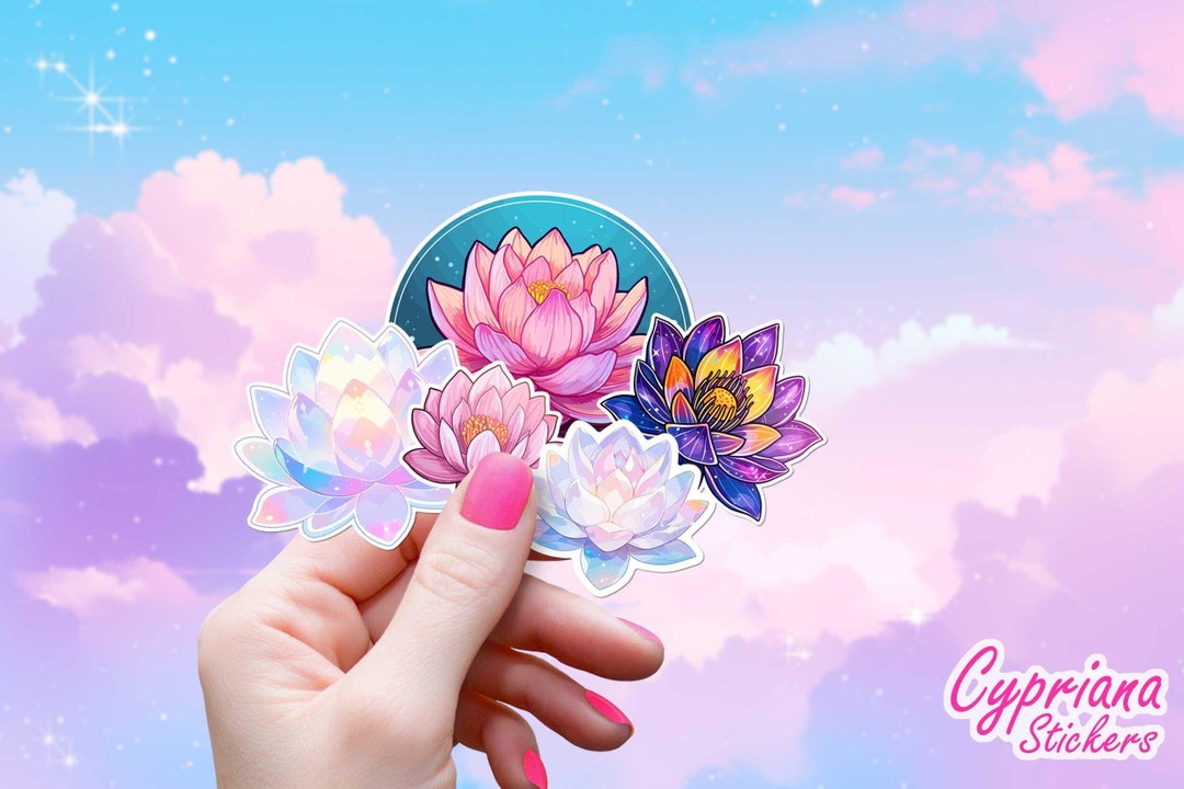 Lotus Sticker Bundle Celestial Decal Pastel Crystal Buddhist Pink ...