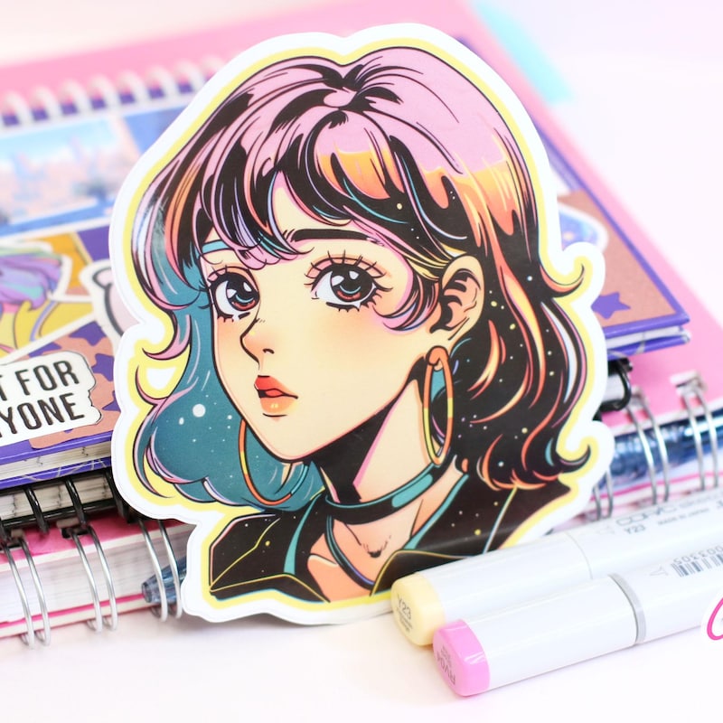 Rainbow Hair Anime Girl - Etsy