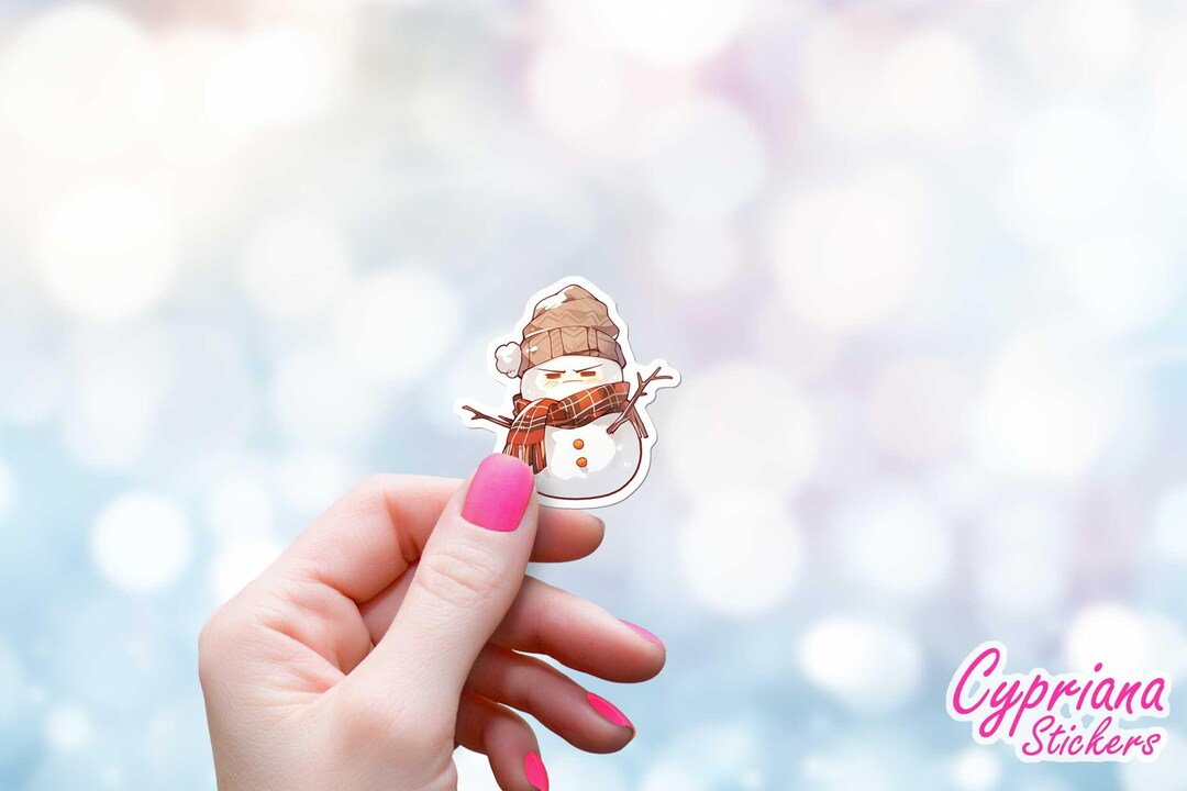 Grumpy Snowman Sticker Winter Bah Hum Bug Holiday Package Decals Pack ...