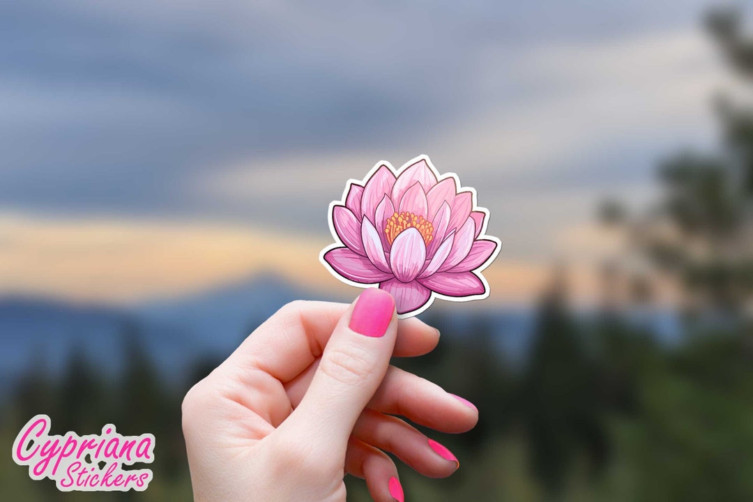 Light Pink Lotus Sticker, Blooming Flower Lotus Decal, Buddhist Blossom ...