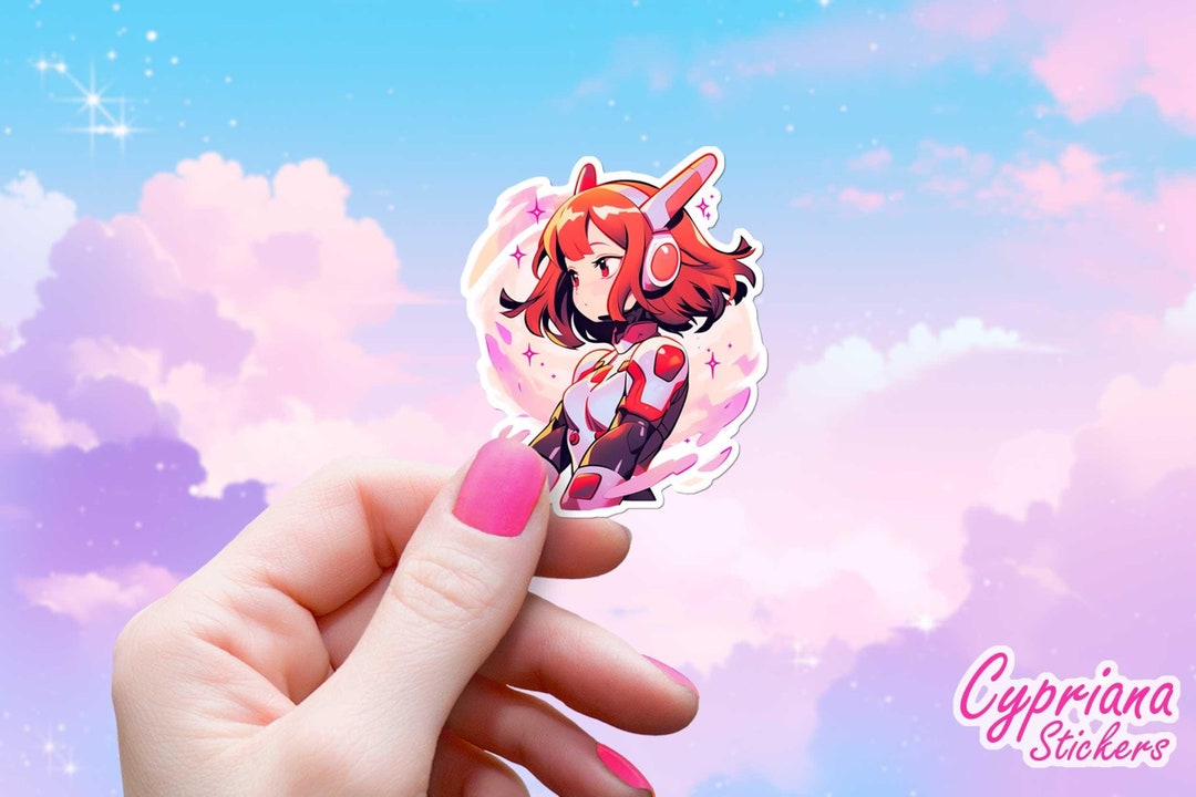 Futuristic Anime Girl Sticker, Galactic Gal Decal, Red Hair Anime Gamer ...