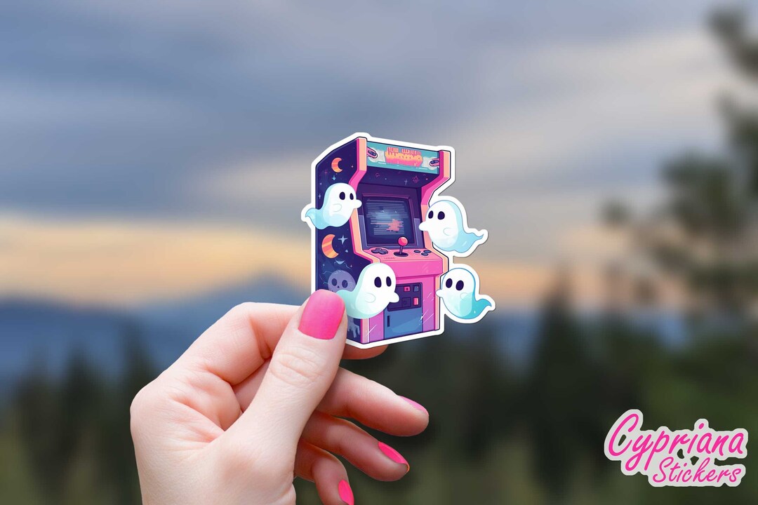 Ghosts at the Arcade Sticker Retro Video Game Decal 80's Gamer Light ...