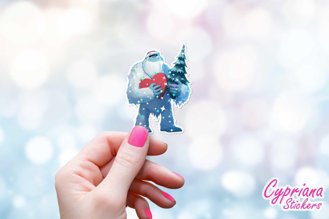 Christmas Yeti Sparkle Sticker Package Decal Holiday Xmas Present ...
