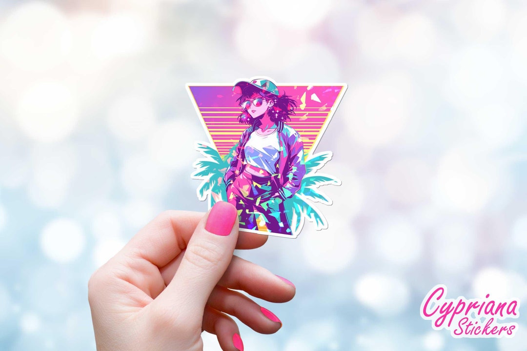 80's Vaporwave Palm Tree Sticker Holographic Aesthetic Decal Neon ...