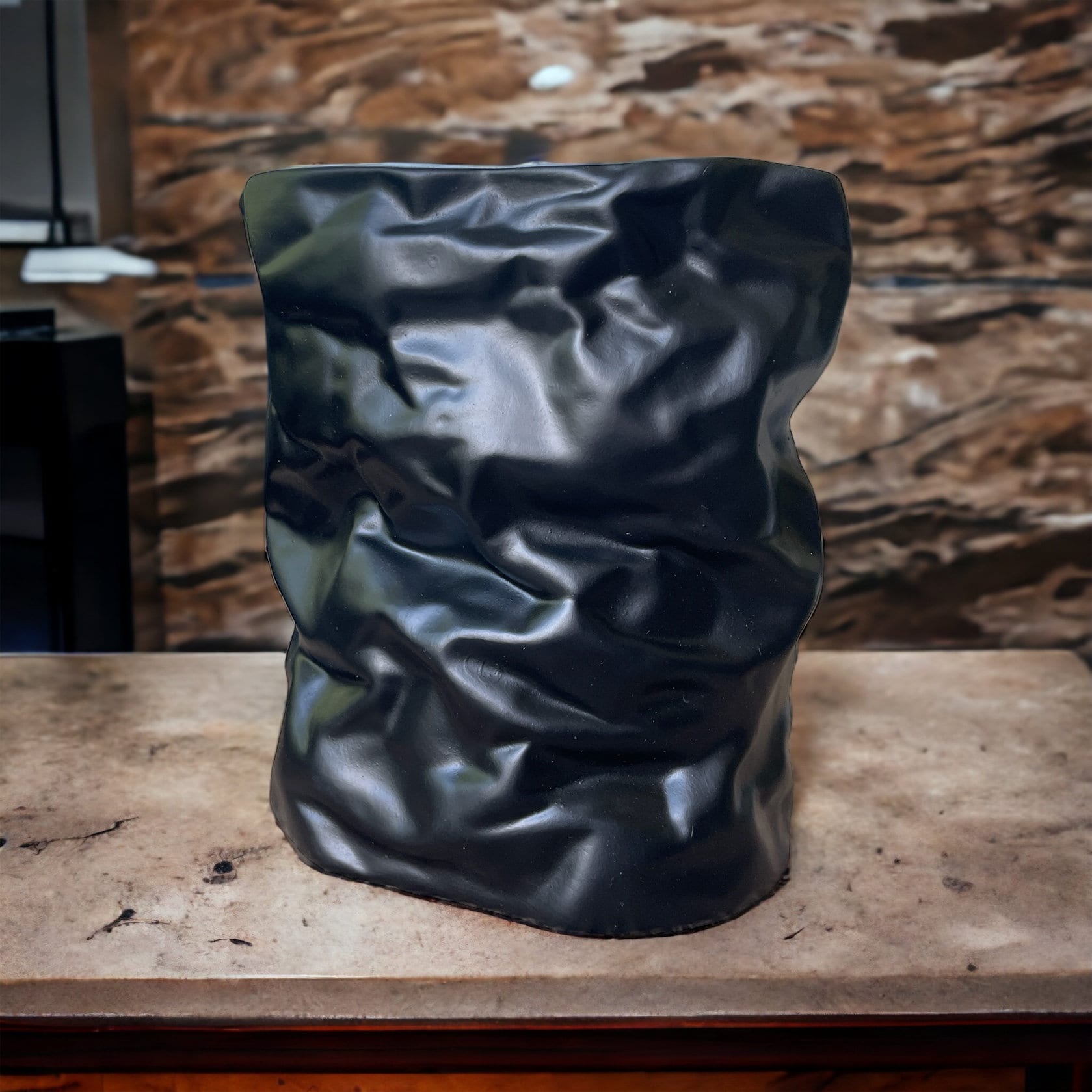 Wrinkled Paper Sack Crinkle Bag Shape Ceramic Vase, Large Capacity for ...