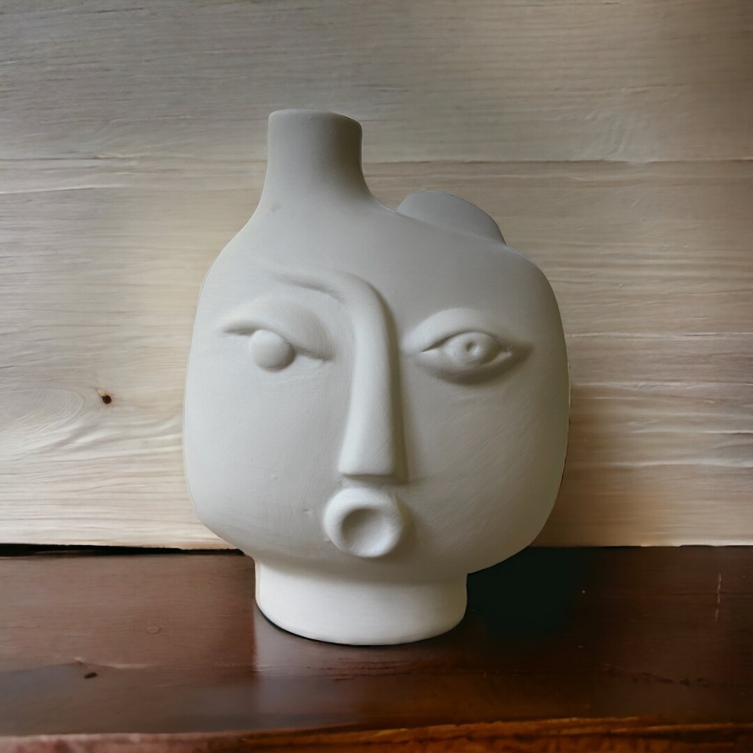 Boo Face Moda Minimalist Vase Sculpture Face Vase White Modern Head ...