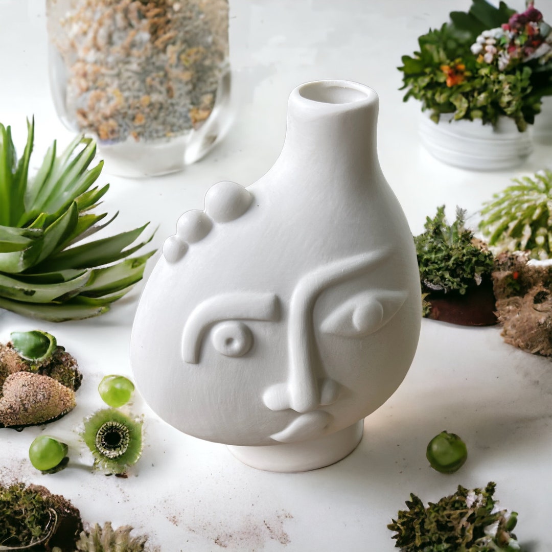 ABSTRACT Face Minimalist Vase Sculpture Face Vase Modern Head Ceramic ...
