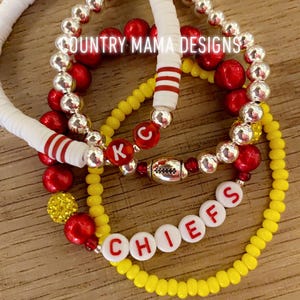 Chiefs Silver Football Stack Bracelet: Kansas City Team Jewelry - Etsy